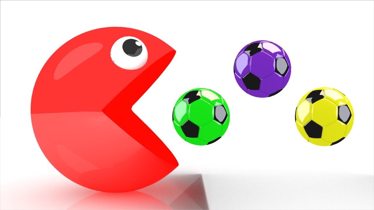 Learn colors with Pac-man eating soccer balls - for kids, children and ...