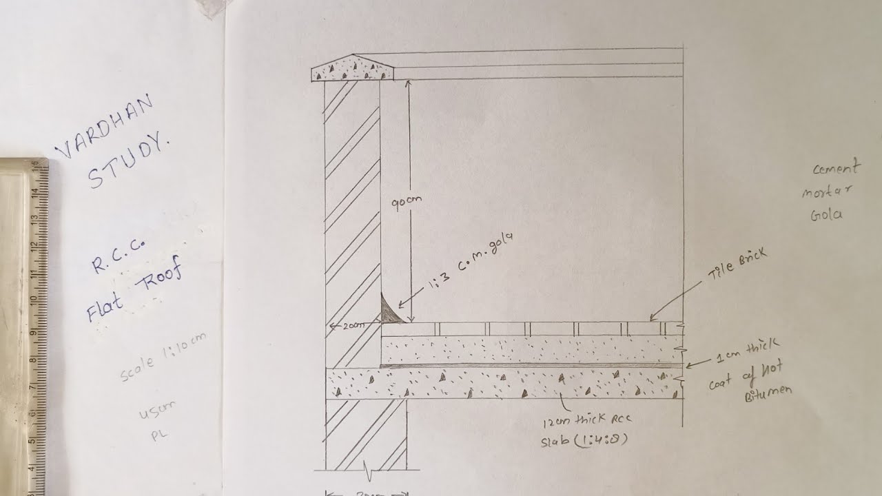 roof || flate roof || building drawing 3rd semester || #roof - YouTube
