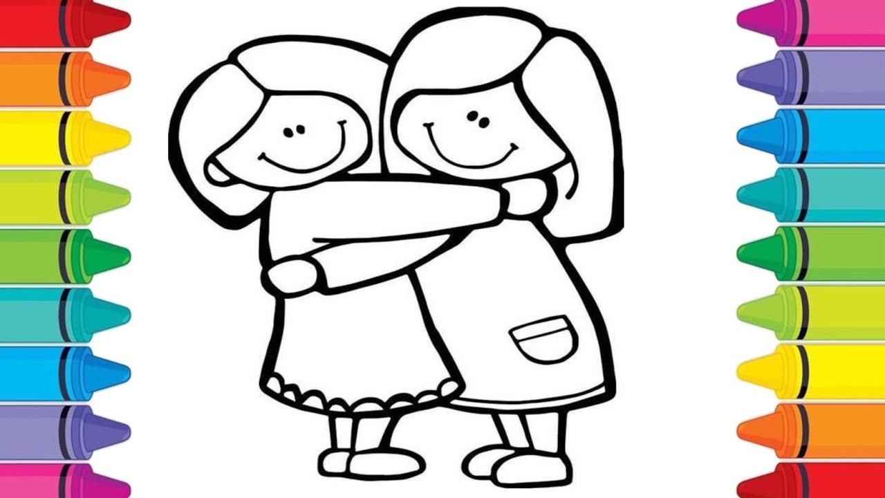 How to draw Sister | Sister Drawing, painting, and coloring for kids ...