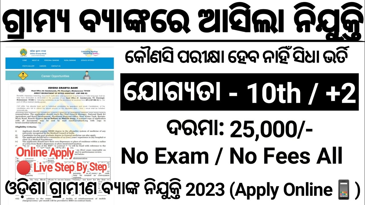 Odisha Grameen Bank Recruitment Apply Online/Odisha Gramya Bank Jobs ...