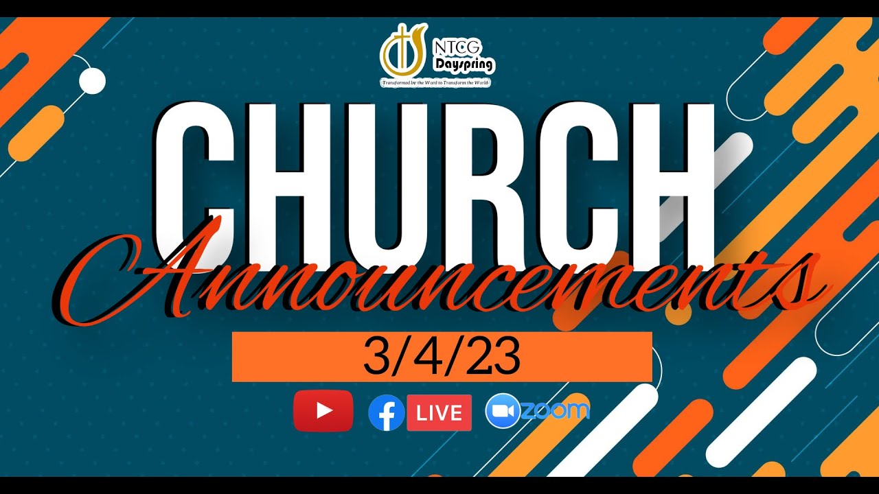 Announcements Week Begining 3rd of April 2023 - YouTube