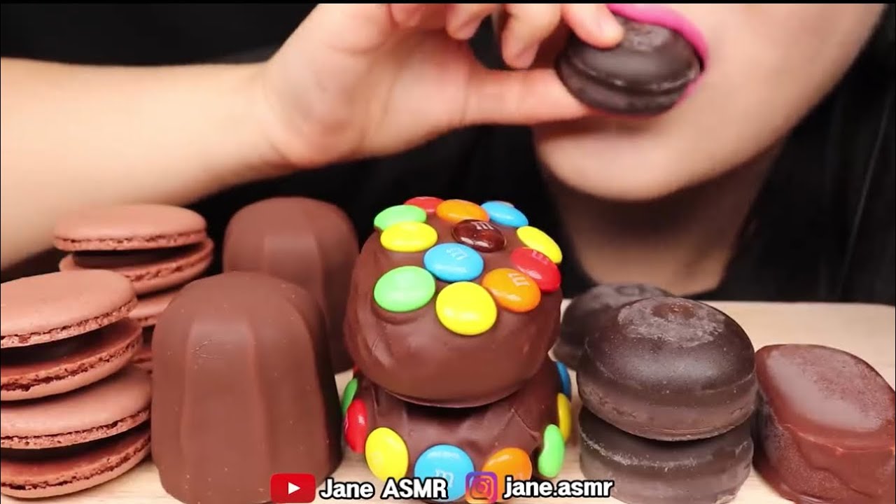 Jane ASMR chocolate ice cream marshmallow candy cake Mukbang bites only ...