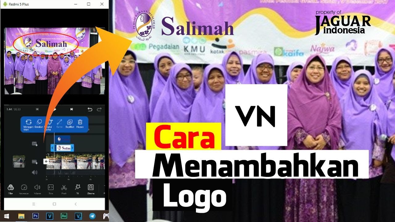 cara menambahkan logo di vn video editor - YouTube