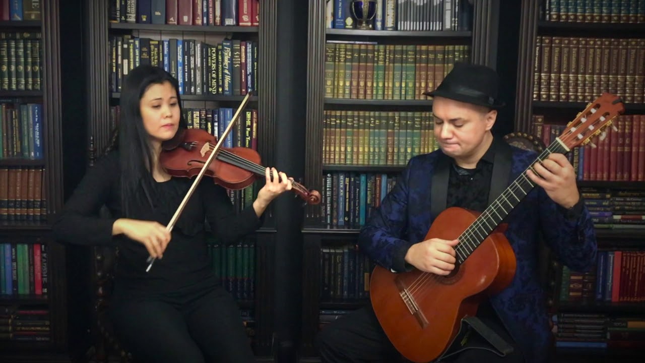 J S Bach Gigue D minor BWV 1004 Emi Tanabe and Gabriel Datcu - YouTube