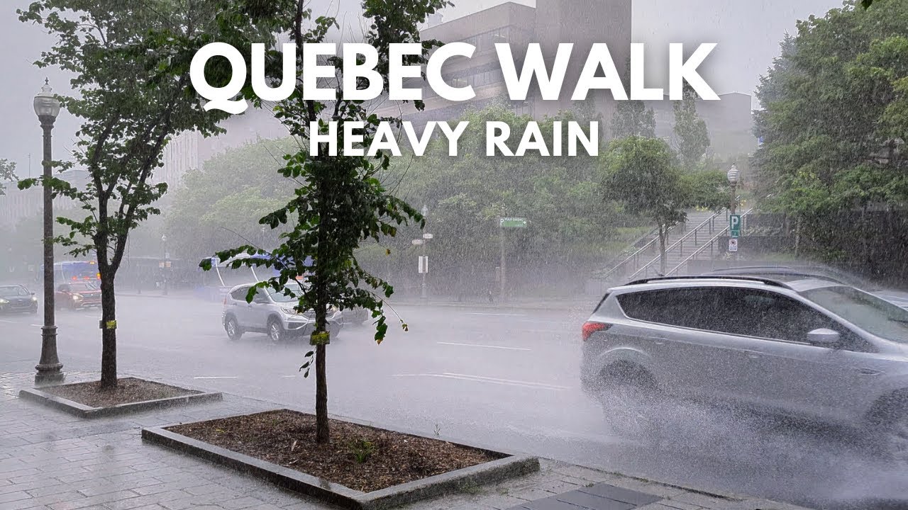 Heavy Rain Walk Quebec, Canada | Rain Sound 4K HDR - YouTube