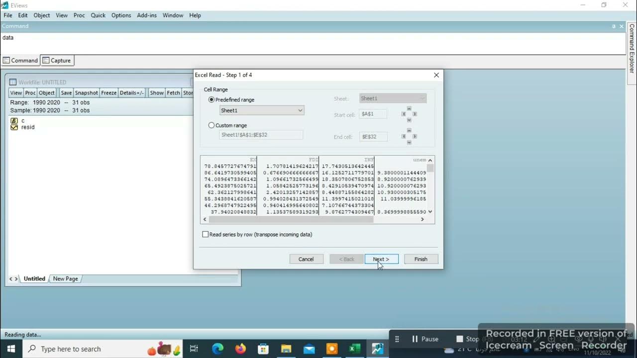 Estimating OLS model using eviews - YouTube