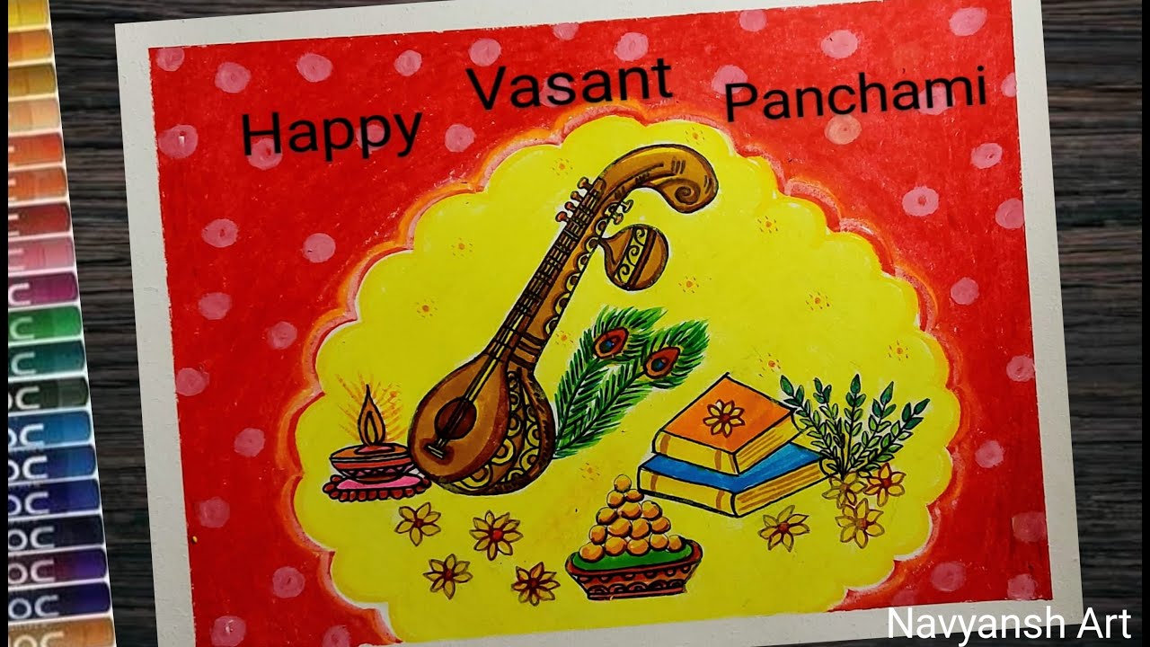 Vasant Panchami drawing easy l How to draw Vasant Panchami festival ...