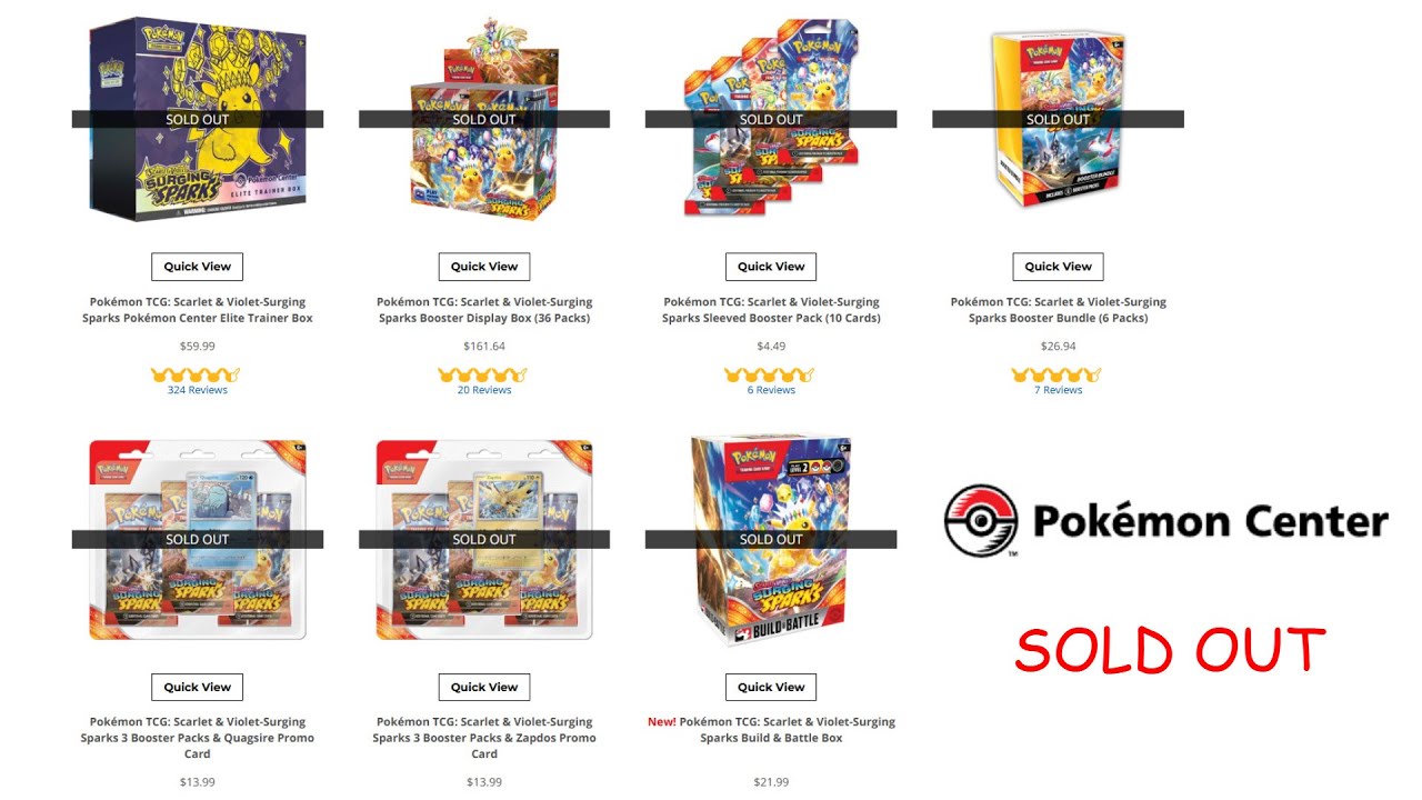All Surging Sparks Products SOLD OUT on Pokemon Center - YouTube