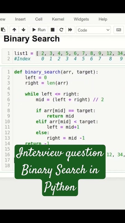 interview question binary search in python - YouTube