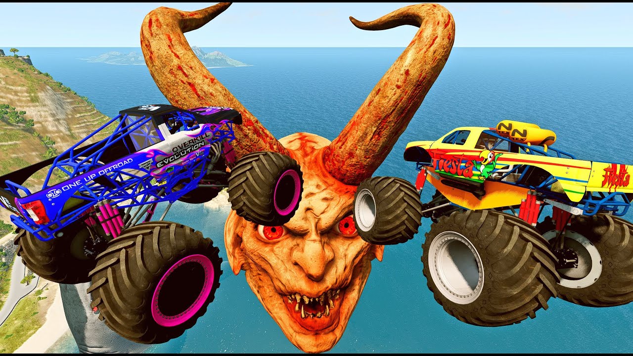 Cars Jumping Over KFC Bucket - Monster Trucks Crashes Compilation ...