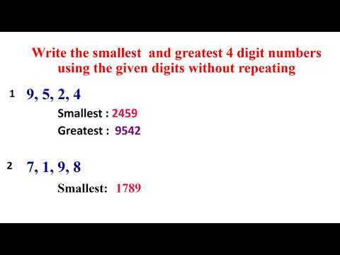 WRITING GREATEST AND SMALLEST 4 DIGIT NUMBERS WITH THE GIVEN NUMBERS ...