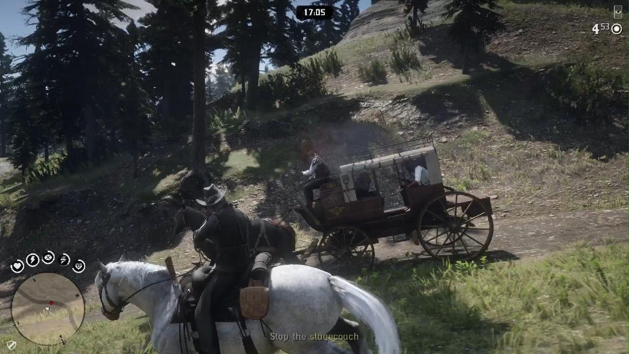 RDR2 stagecoach robbery with shotgun - YouTube