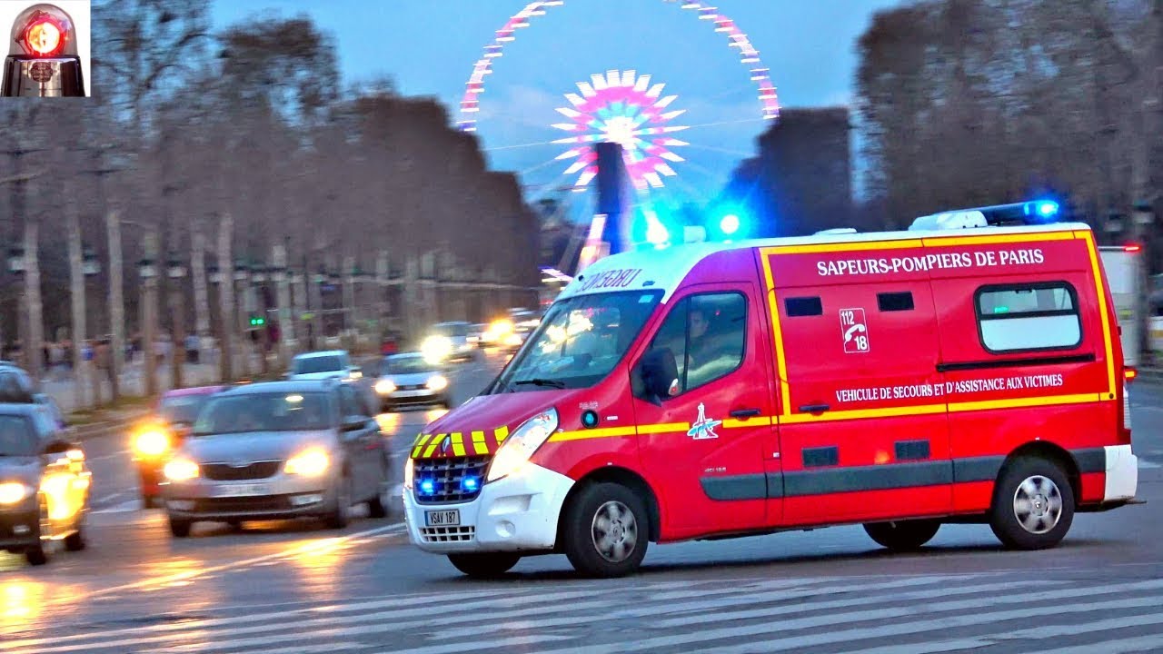 BSPP VSAV 187 en Urgence // Paris Fire Dept. Ambuance Responding - YouTube