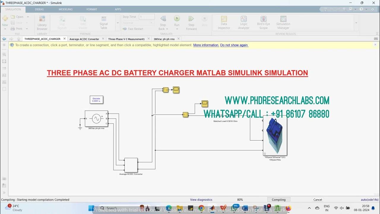 THREE PHASE AC DC BATTERY CHARGER MATLAB SIMULINK SIMULATION - YouTube