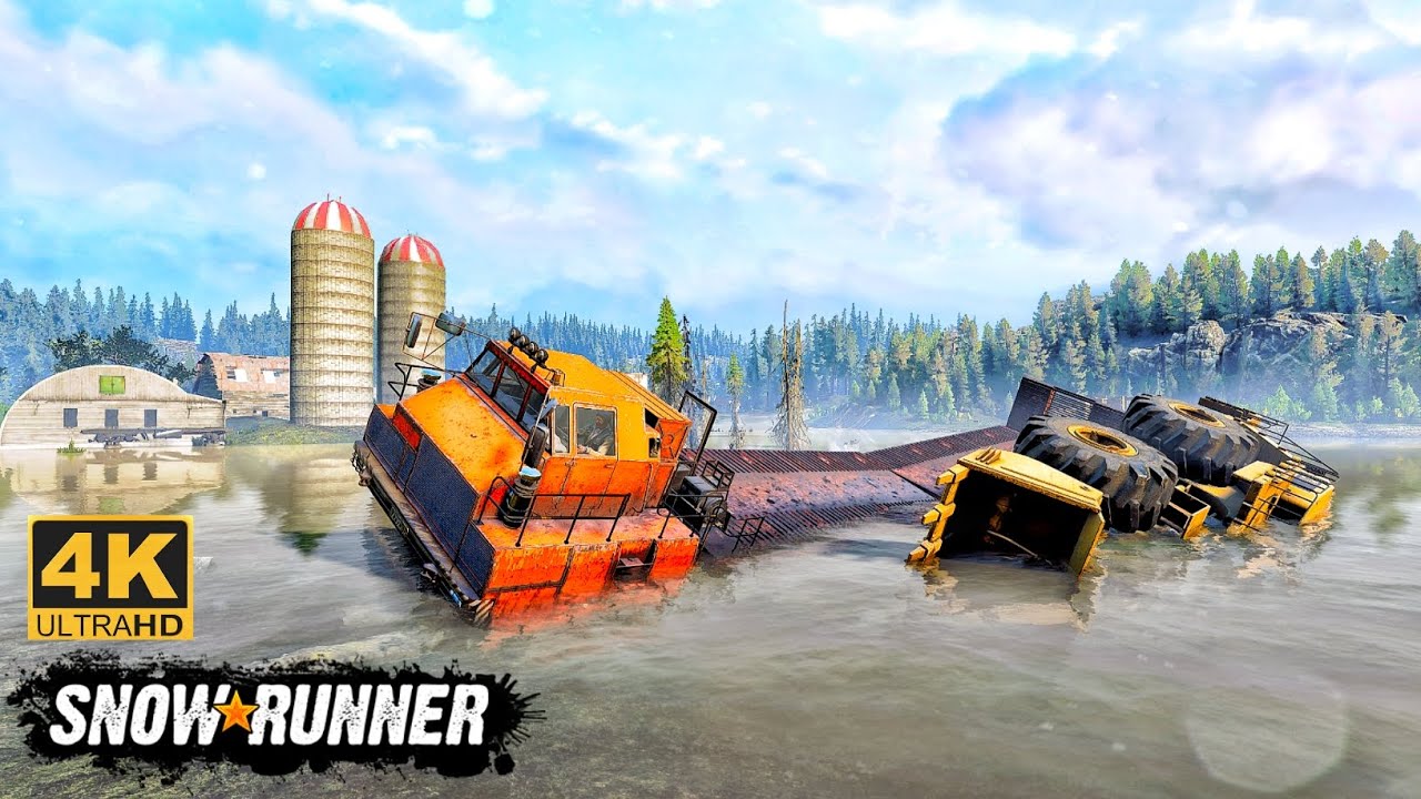 Transporting CAT 994K With MAZ 7907 In Dangerous Swamp Road ...