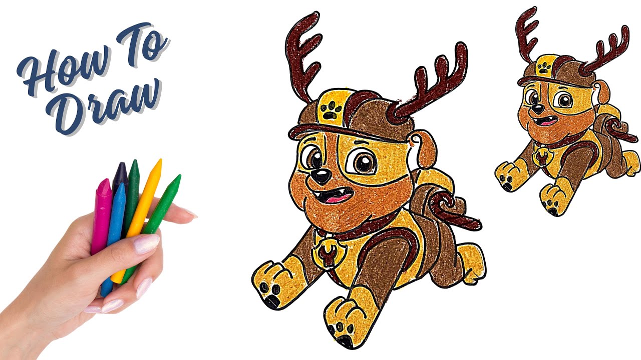 How to draw Rubble - Paw Patrol Mighty Movie || Easy drawing for kids ...