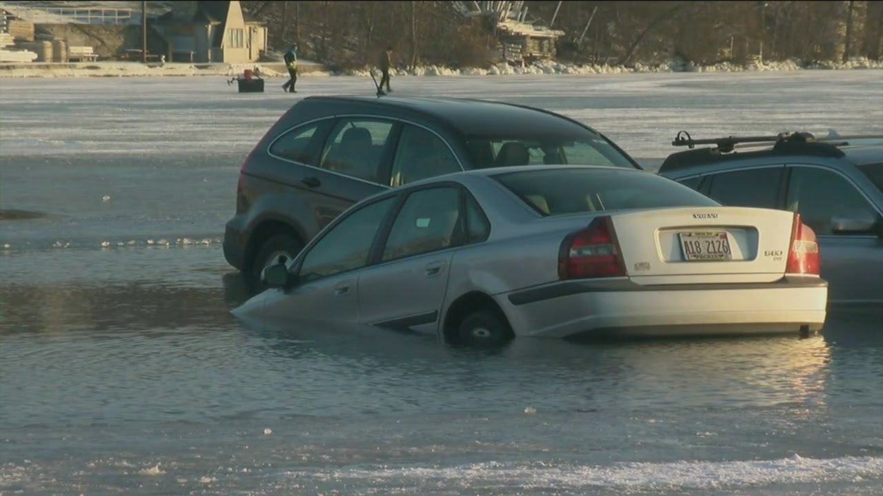 Police: No tickets issued after vehicles break through ice - YouTube