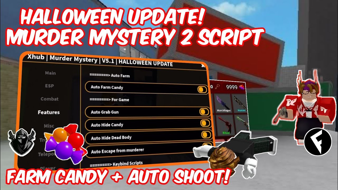 Halloween! Update Murder Mystery 2 Script | Auto Shoot, Farm Candy ...