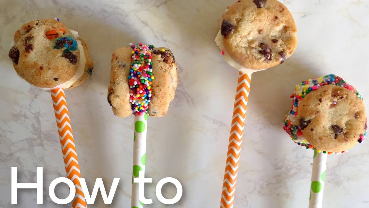 Mini Ice Cream Cookie Sandwich Pops EASY Instagram Food - YouTube