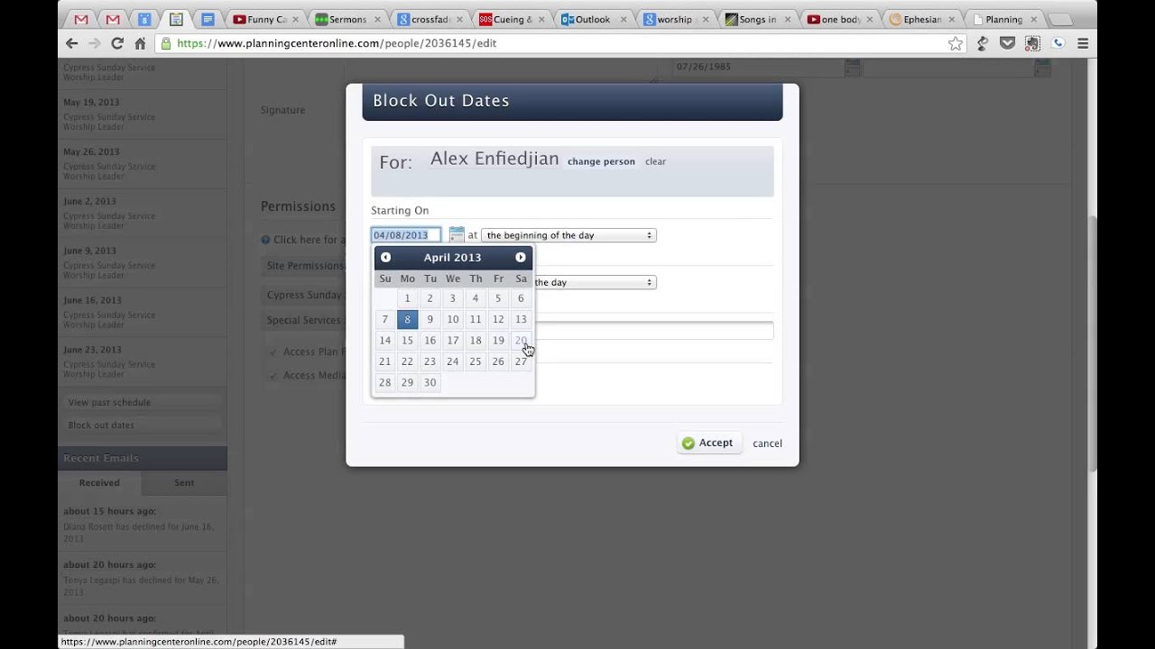 How to Block Out Dates on Planning Center - YouTube