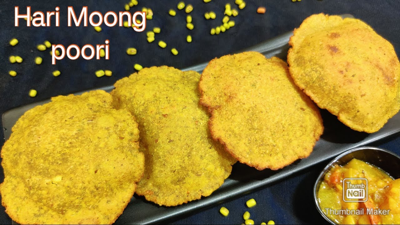 Hari Moong Poori Recipe| Crispy Moong Poori| Green Moong Daal Poori ...