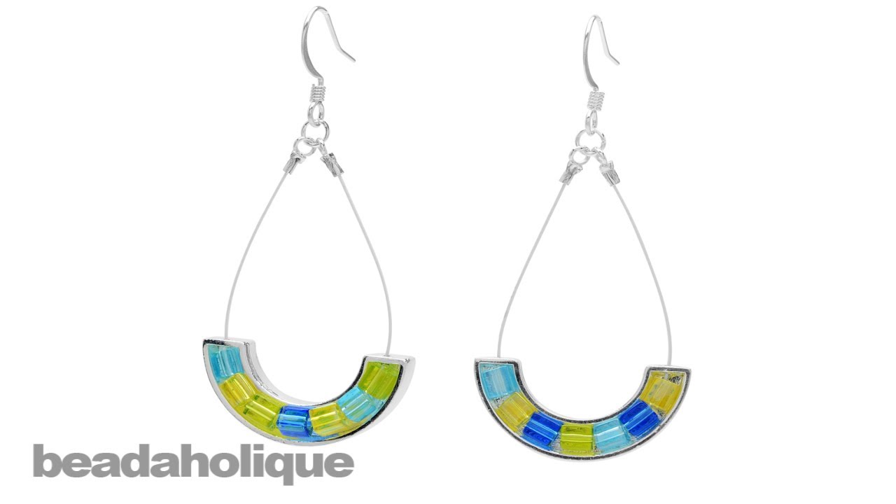 How to Make Cube Bead Earrings with Beading Wire and Curved Katiedids - YouTube