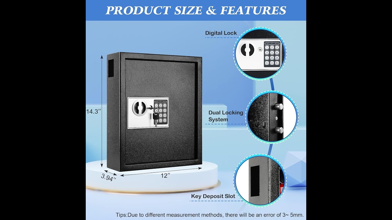 KYODOLED Electronic 60-Key Cabinet Wall-Mounted Digital Key Safe, Key ...