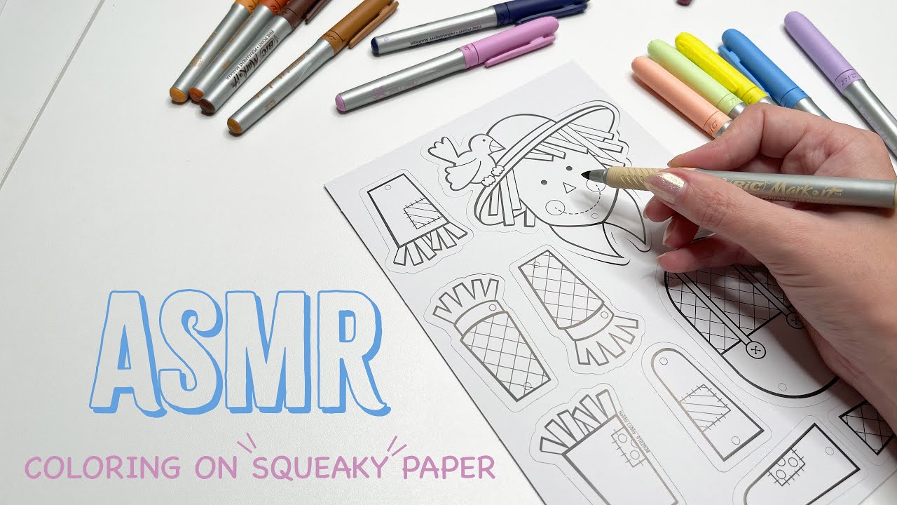 ASMR | Squeaky Coloring / Paper Assembly Sounds (No Talking) - YouTube