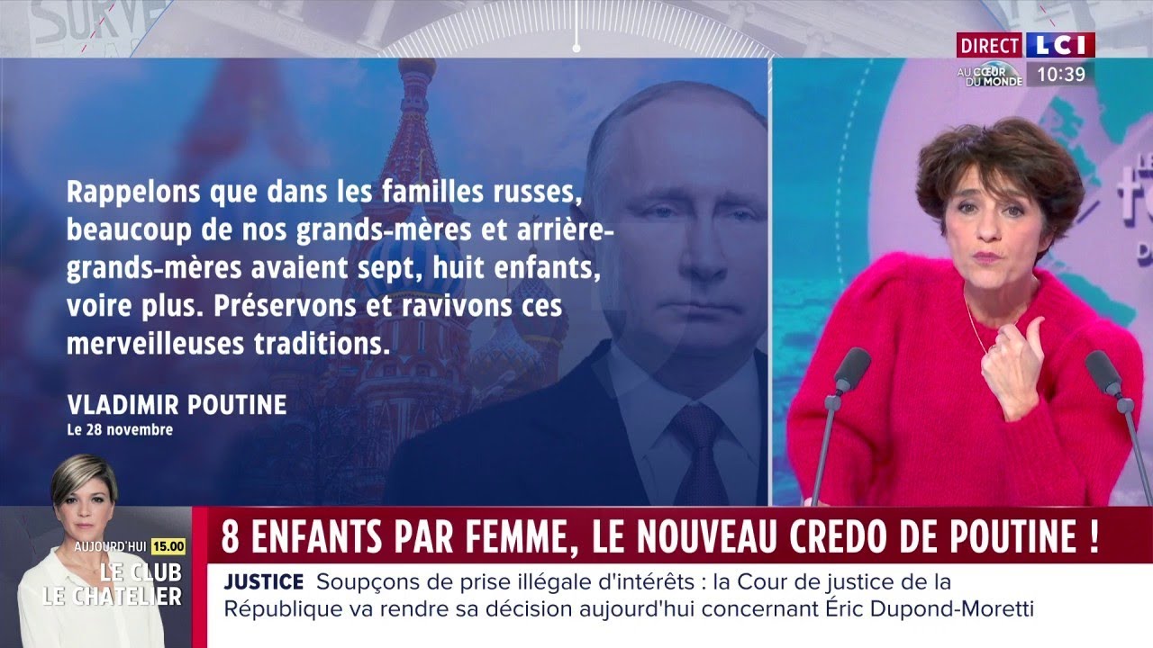 8 enfants par femme : le nouveau crédo de Vladimir Poutine en faveur de ...