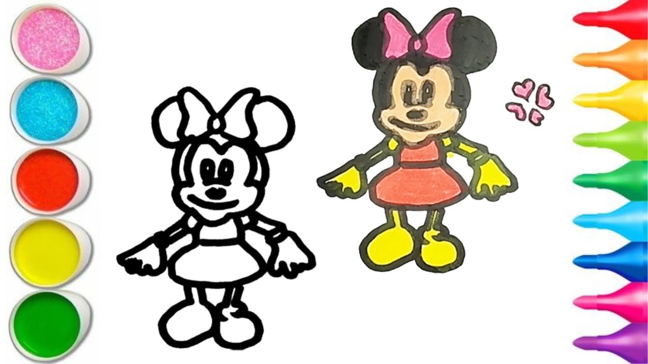 How To Draw cute Minnie Mouse Drawing, Painting & Coloring For Kids and ...
