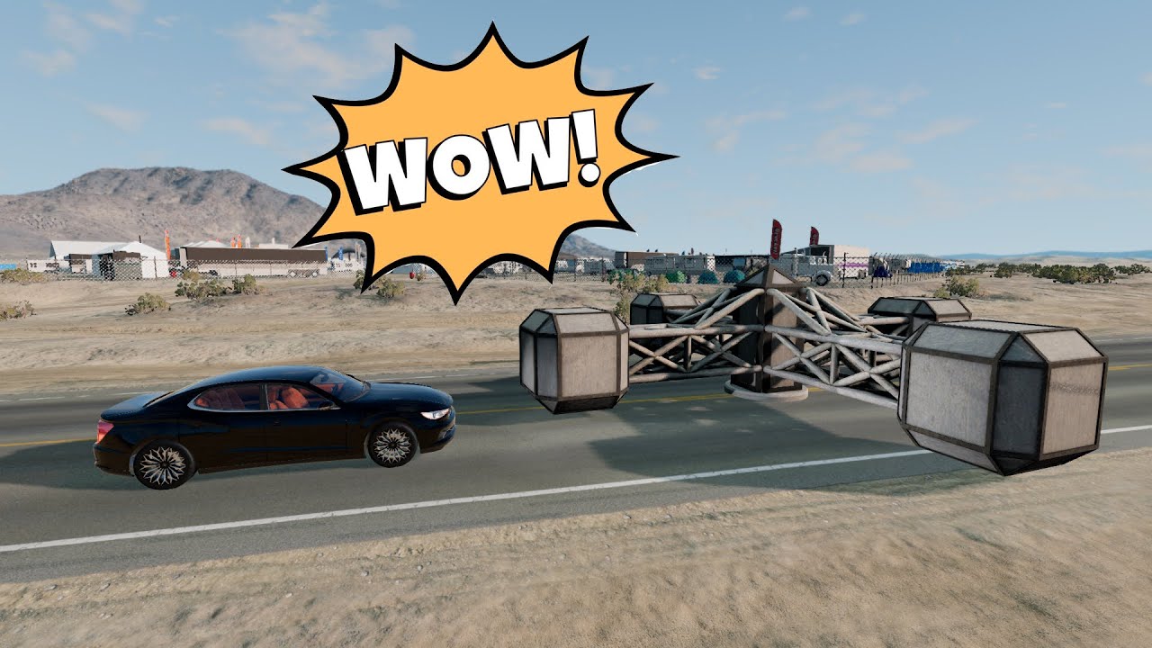 Car collision with a large spinner #1 - BeamNG Drive - YouTube