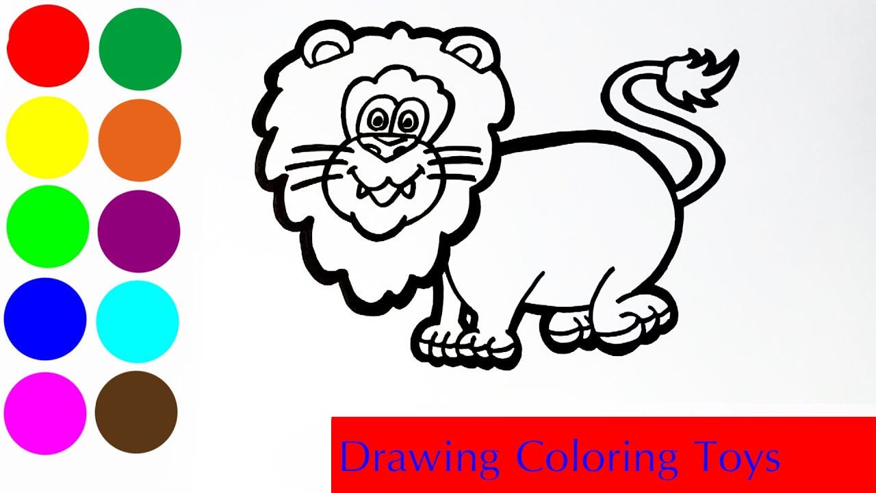 Cara Manggambar dan Mewarnai Singa | drawing for kids | ระบายสีสิงโต ...
