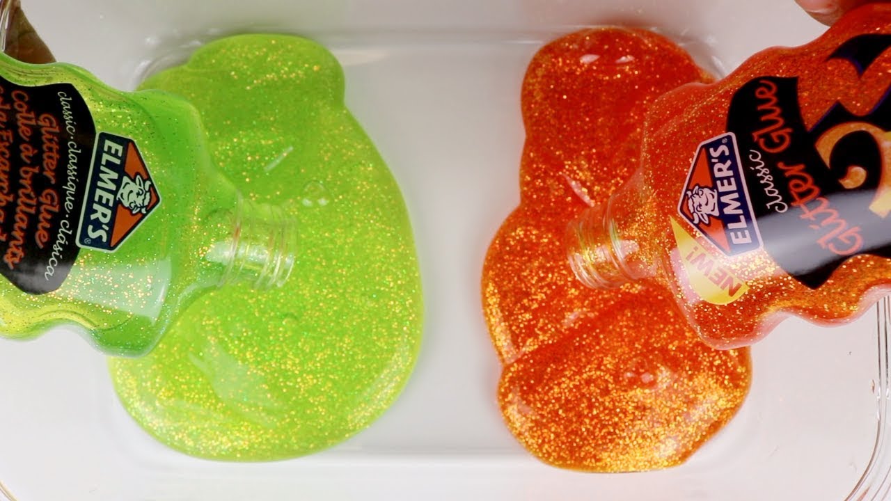 Green Orange Slime Diy Makeup Mixing Makeup Into Slime Satisfying