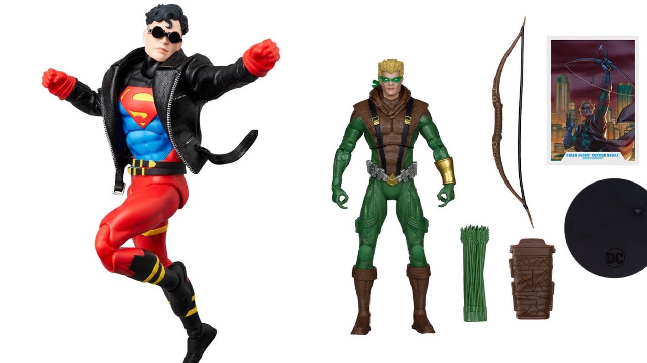 New Mafex Superboy & McFarlane Toys Connor Hawke Green Arrow figures in ...