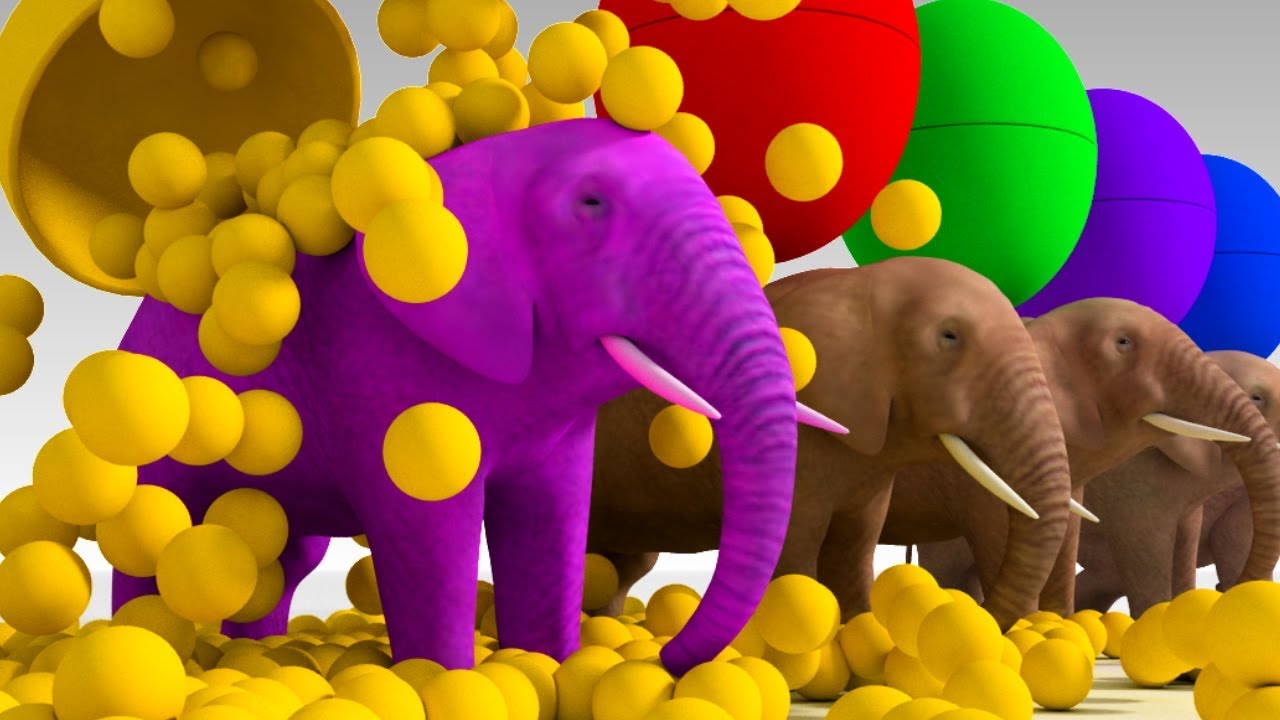 Learn Colors with Jumping Elephant, Surprise Eggs and Colorful Ball for ...