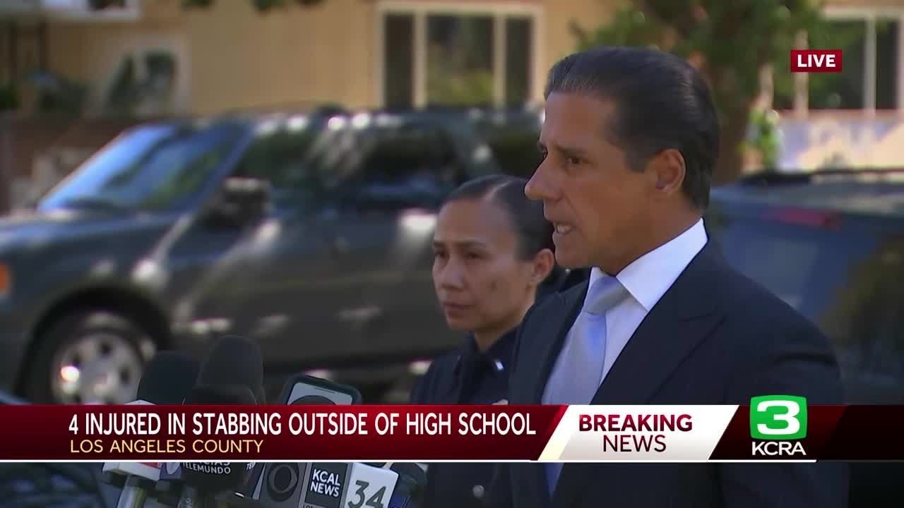 4 hurt in stabbing outside high school in LA County - YouTube