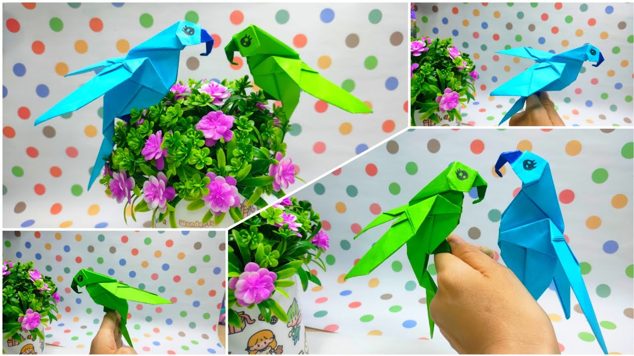 How to make paper parrots 🦜// Origami Parrot// DIY handmade - YouTube