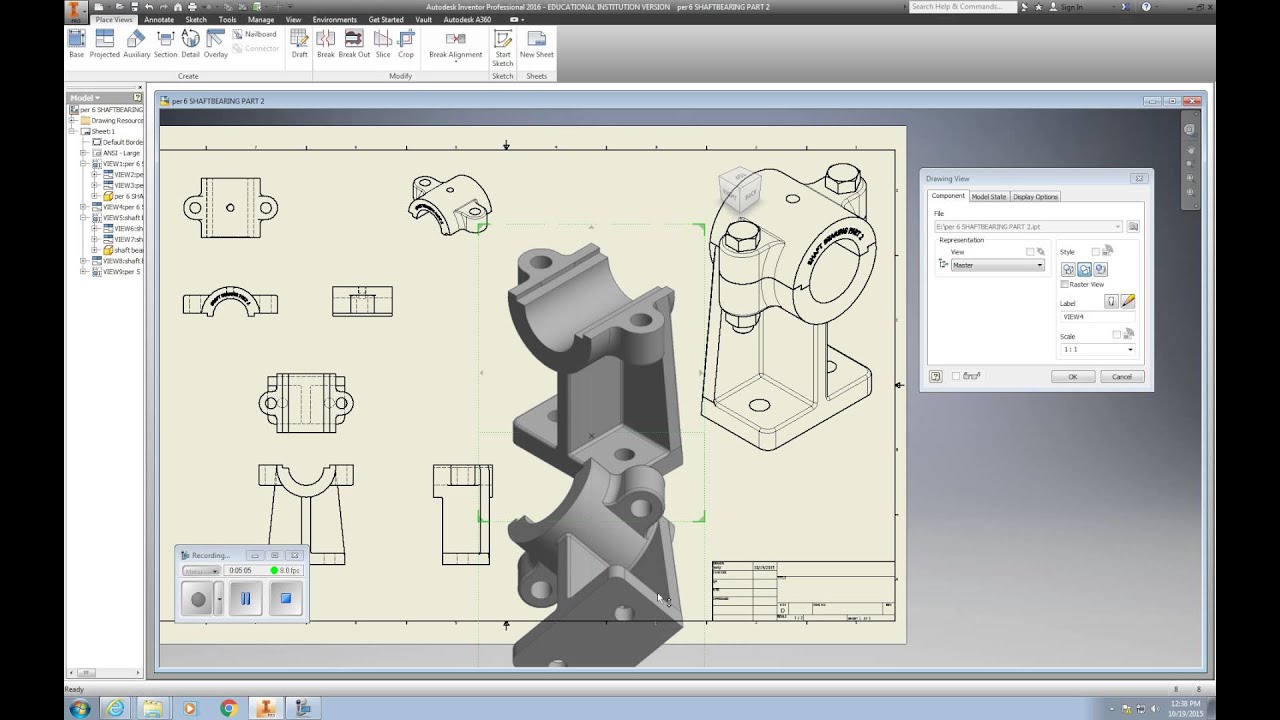 Shaft Bearing IDW file Title Block Drawing - YouTube