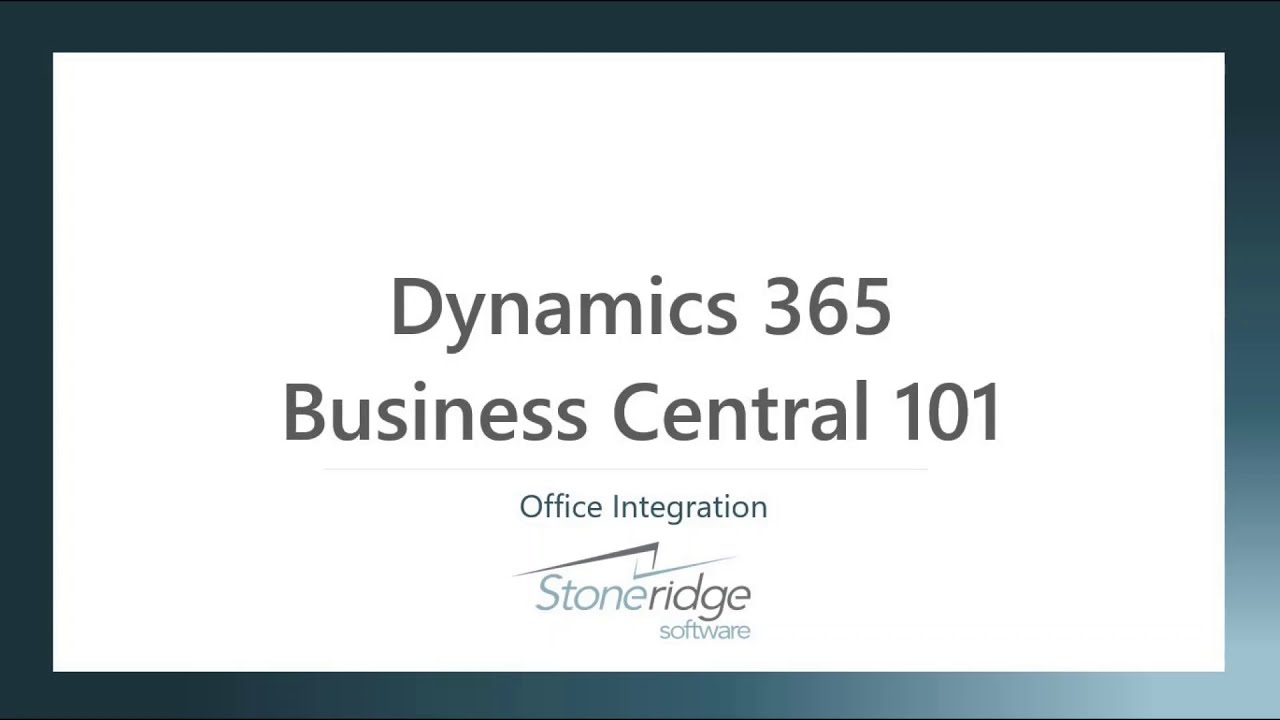D365 Business Central 101: Office Integration - YouTube