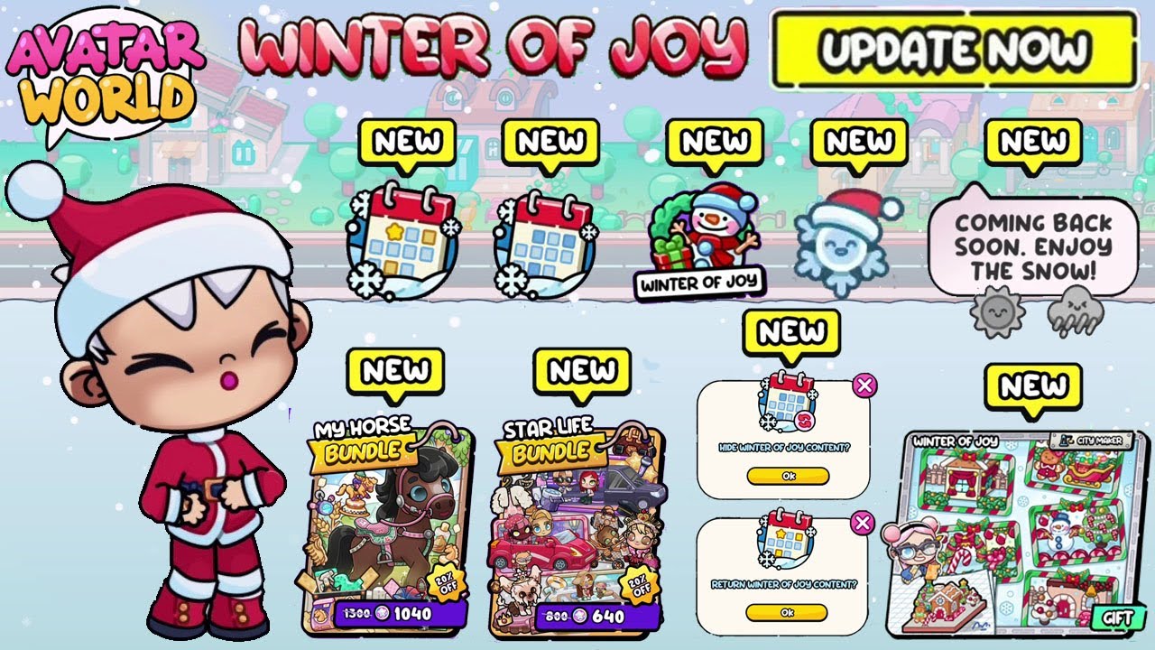 UPDATE WINTER OF JOY ADA FITUR BARU DAN SECRET GRATIS PAKET WINTER OF JOY, AVATAR WORLD - YouTube