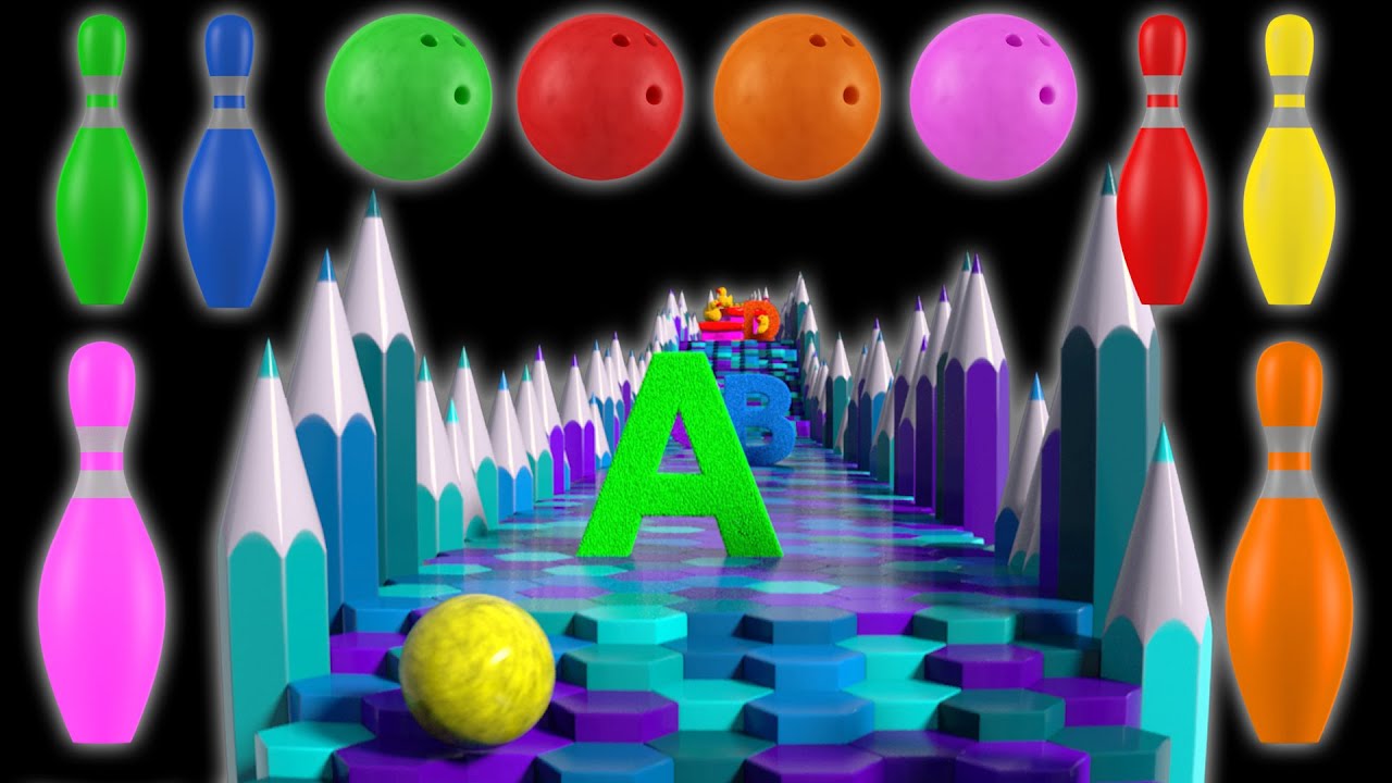 Learn Alphabet and Colors with Fun Bowling Ball And Kinetic Sand ...