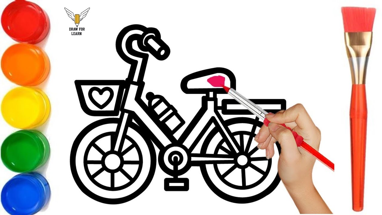 How to Draw kids cycle drawing, Painting and Coloring for Kids ...
