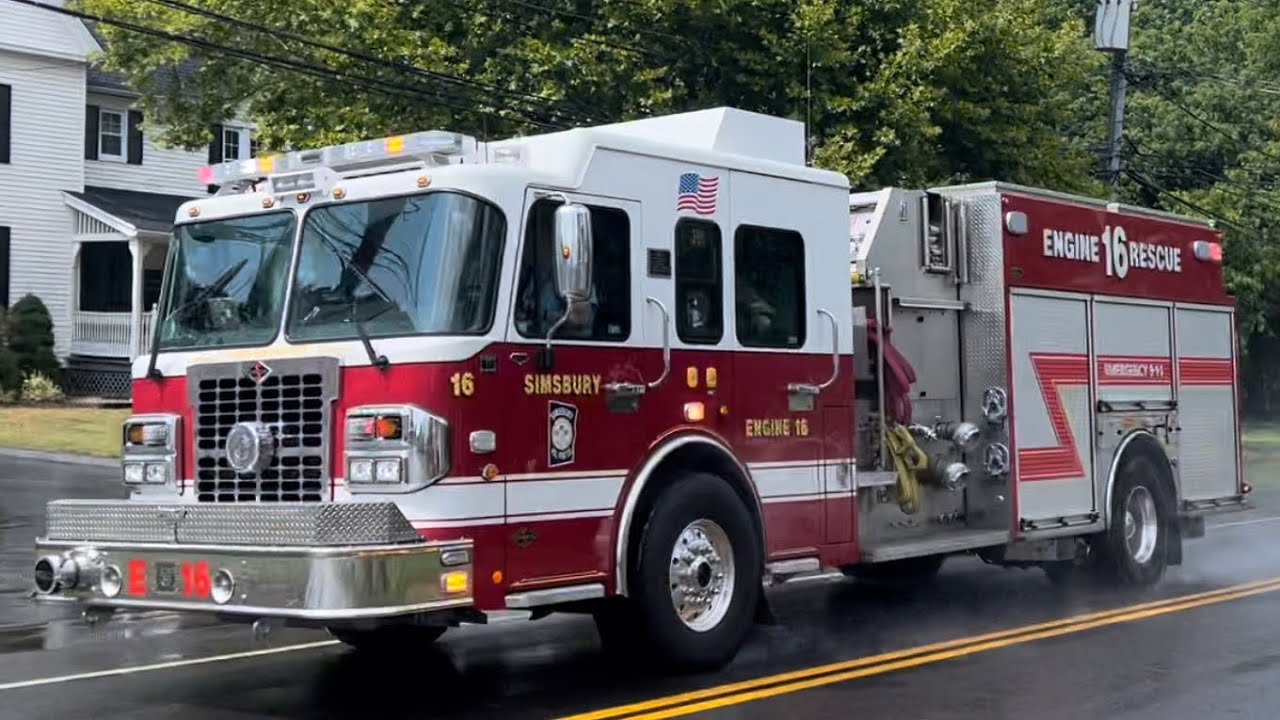Simsbury Fire Department Engine 16 Responding! - YouTube