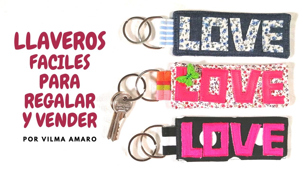 Como Hacer Facil LLaveros con Retazos de Tela - Tutorial Paso a Paso y Patrones Incluidos. - YouTube