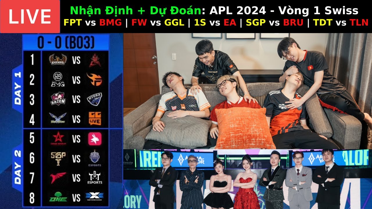 NHẬN ĐỊNH: KHAI MẠC APL 2024 - FPT vs BMG | FW vs GGL | 1S vs EA | SGP vs BRU | TDT vs TLN - YouTube