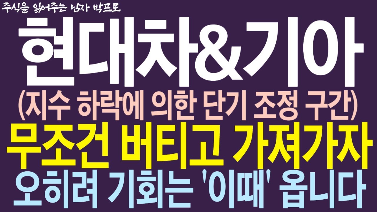 현대차 기아 주가전망 지수 하락에 의한 단기 조정 구간 무조건 버티고 가져가자 오히려 기회는 이때 옵니다