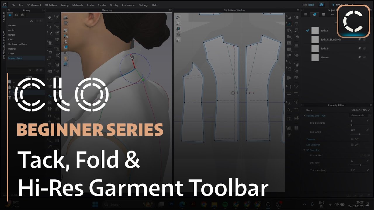 CLO3D for Beginners: Tack, Fold & Hi-Res Garment Toolbar | 3D Vastra ...