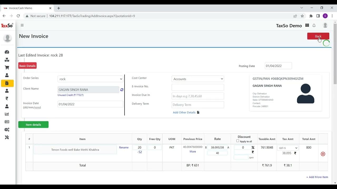 How to Create Invoice through Proforma in Taxso (in Hindi) - YouTube