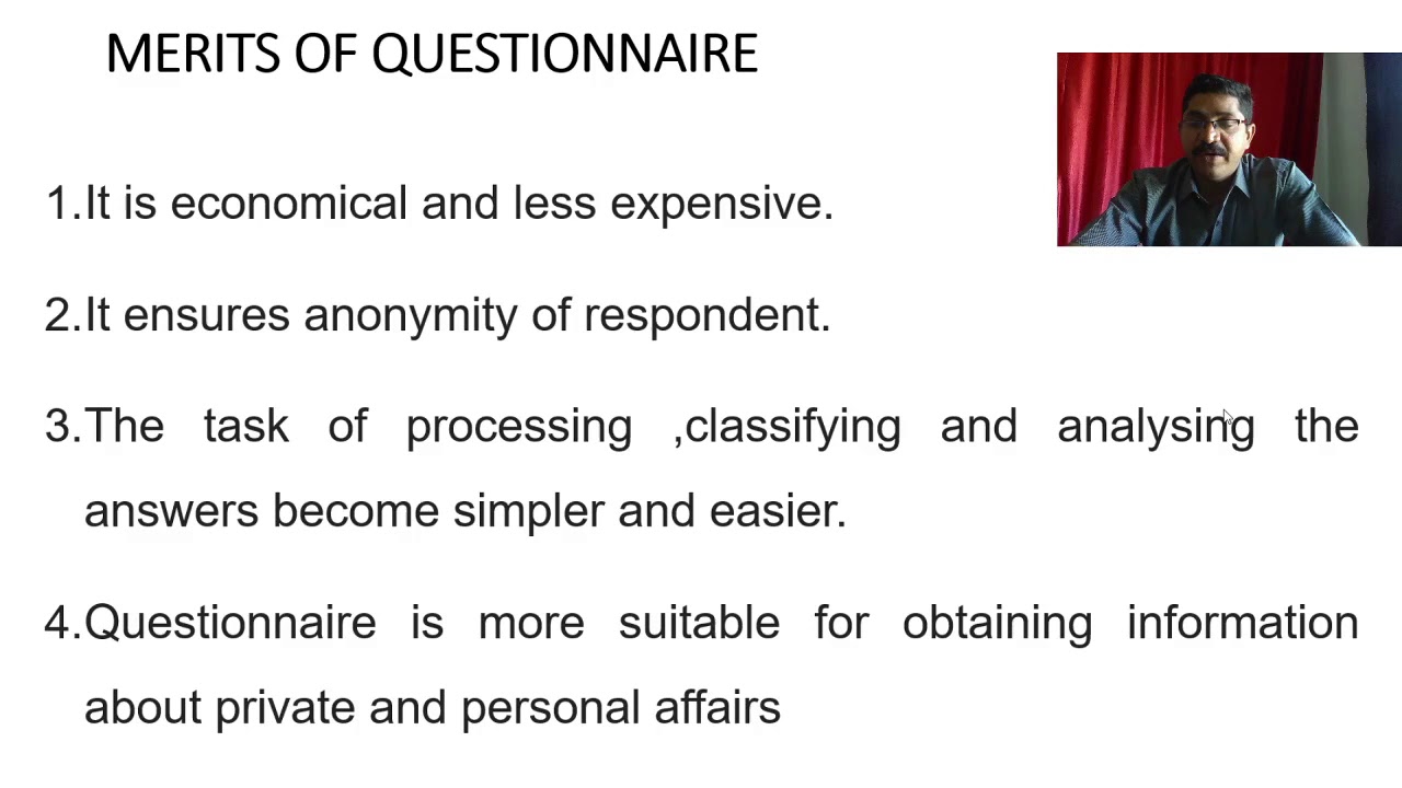 FACTORS IN PREPARING QUESTIONNAIRE,MERITS AND DEMERITS OF QUESTIONNAIRE ...