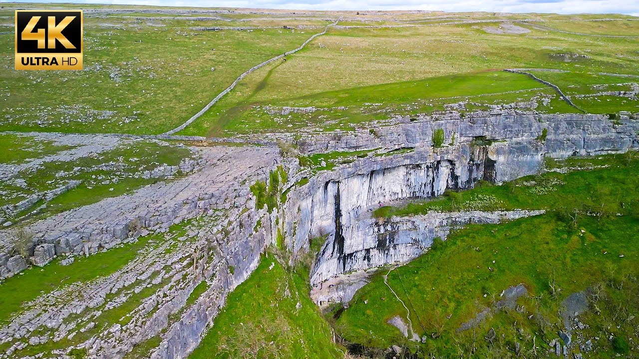 Malham Cove From The Air | A Spectacular Ancient Waterfall in the Dales ...